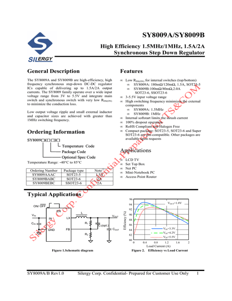 SY8009A/SY8009B: 1.5A/2A Step-Down Regulator Datasheet