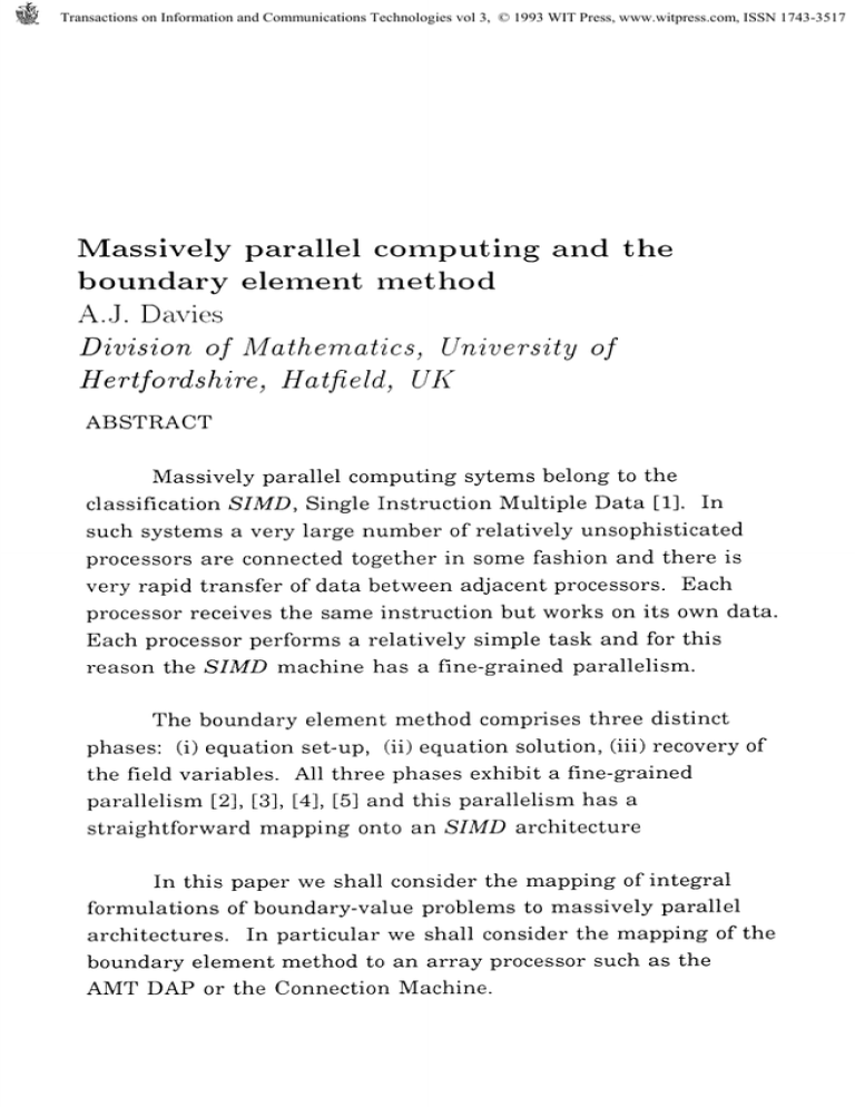 Massively parallel computing and the boundary element