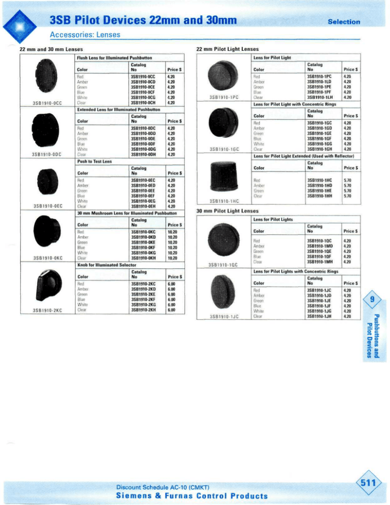3SB Pilot Device Lenses: 22mm & 30mm Selection Guide