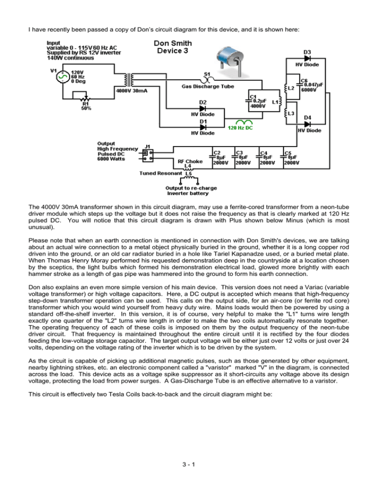 Don Smith Free Energy Device Circuit Diagram