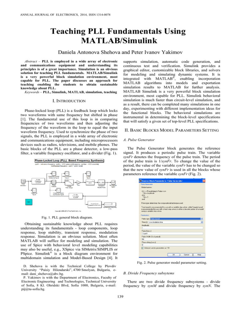 Teaching PLL Fundamentals Using MATLAB/Simulink