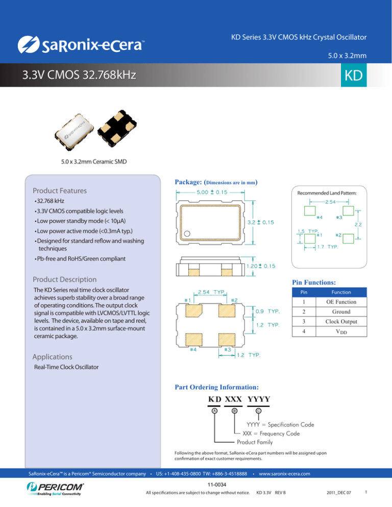 3.3V CMOS 32.768kHz
