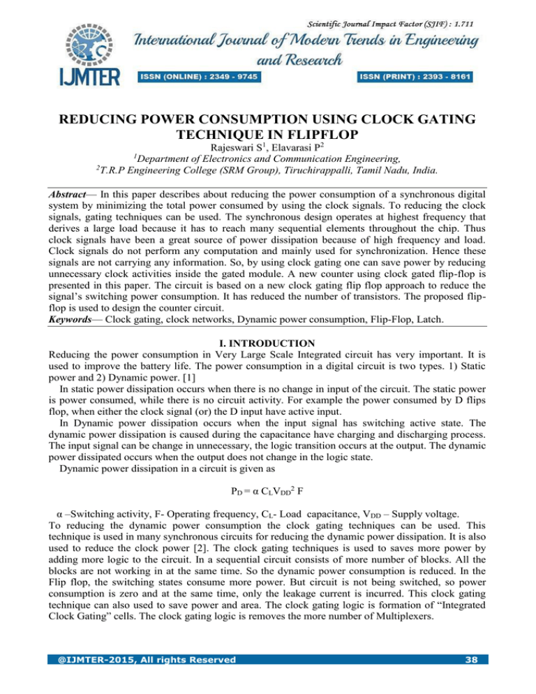 reducing power consumption using clock gating technique reducing power consumption using clock gating technique
