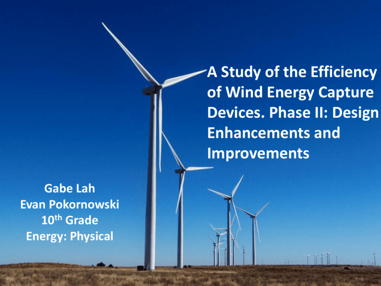A Study of the Efficiency of Wind Energy Capture Devices.