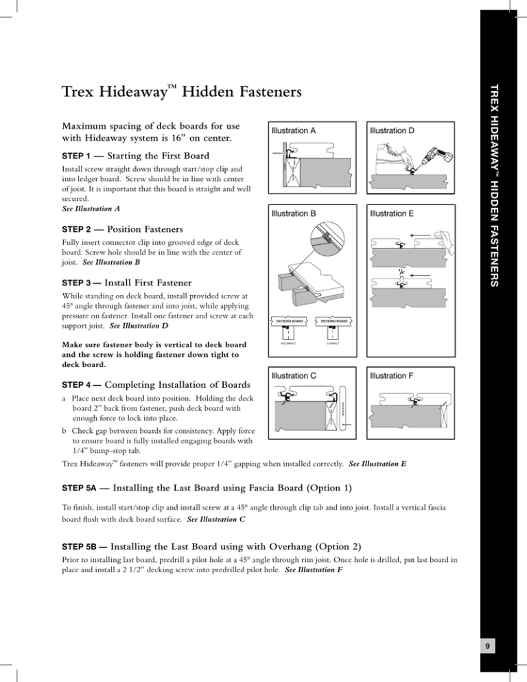 Trex Hideaway™ Hidden Fasteners