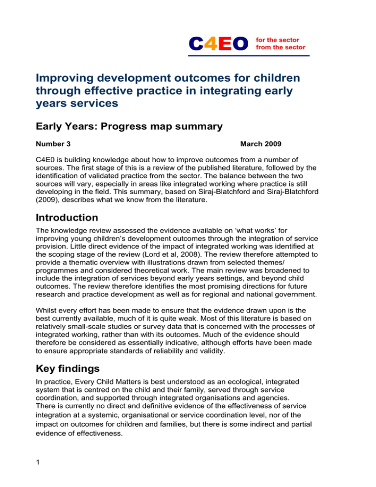 Progress map summary