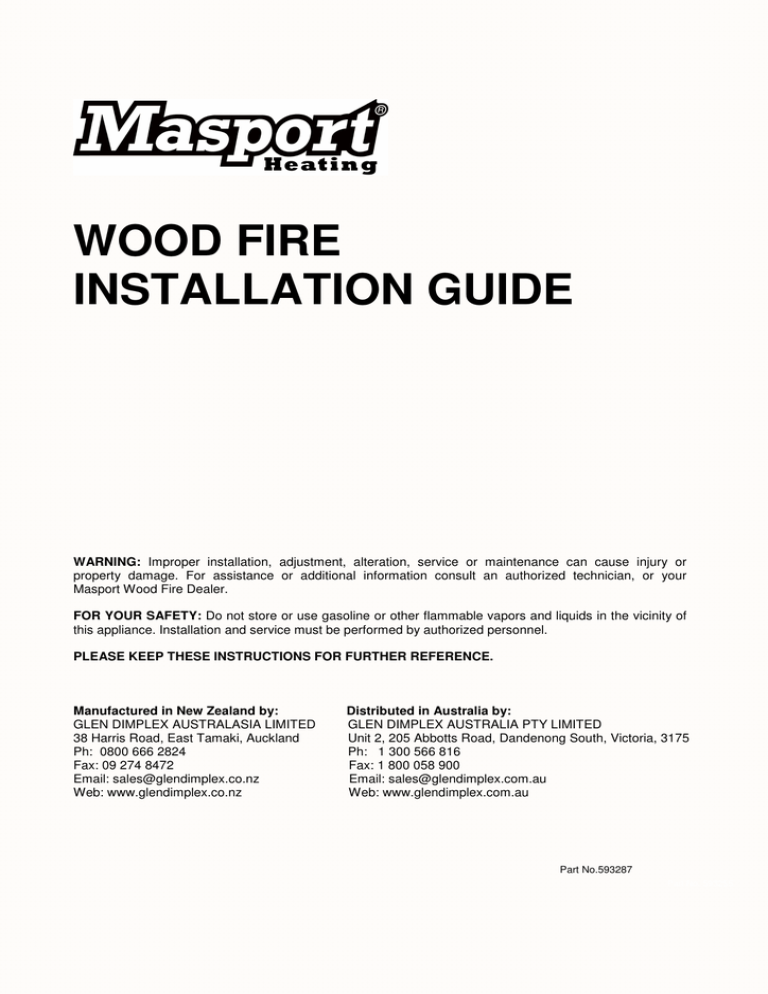 Masport Wood Fire Installation Guide