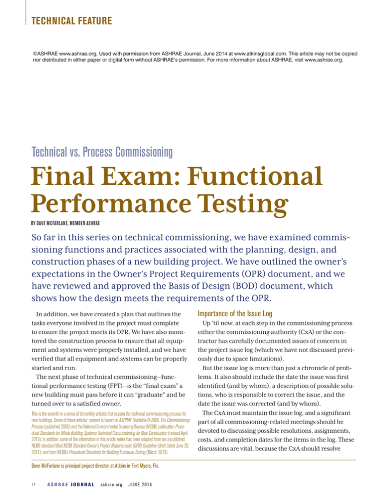 Final Exam: Functional Performance Testing Final Exam: Functional Performance Testing