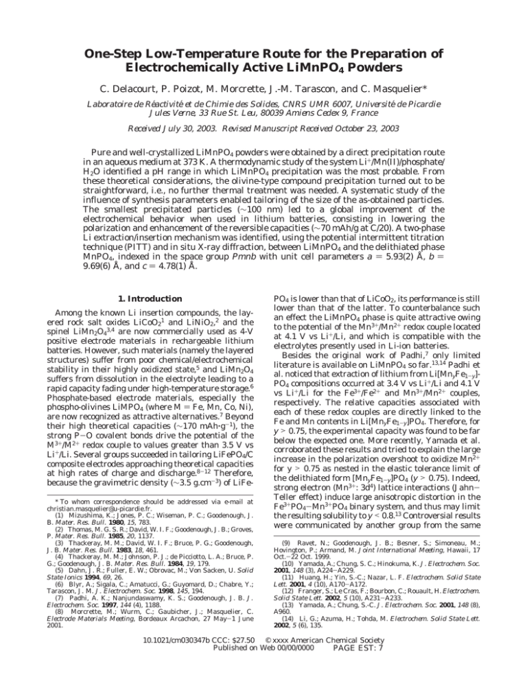 One-Step Low-Temperature Route for the Preparation of