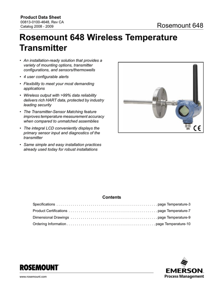 Rosemount 648 Wireless Temperature Transmitter