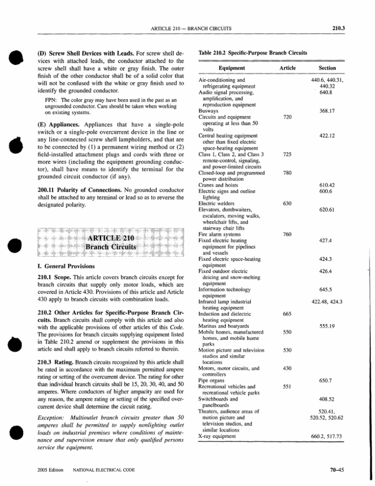 NEC Article 210: Branch Circuits - Code Requirements