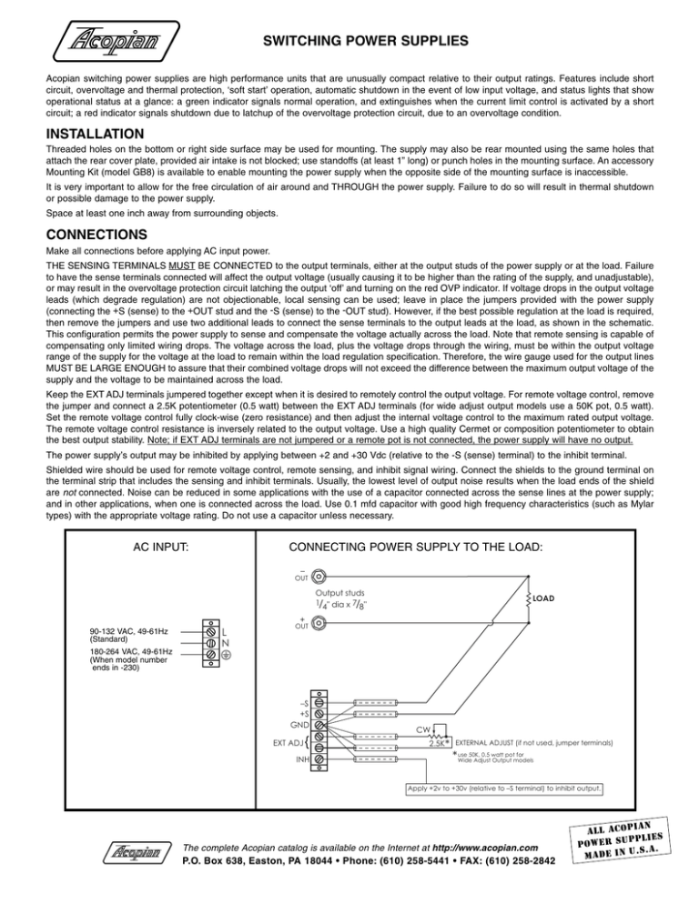 PDF File - Acopian Power Supplies