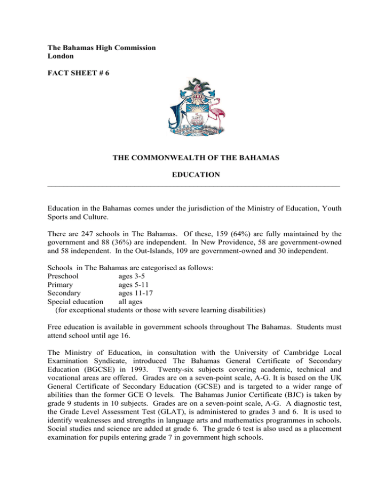Education in The Bahamas: A Fact Sheet Overview