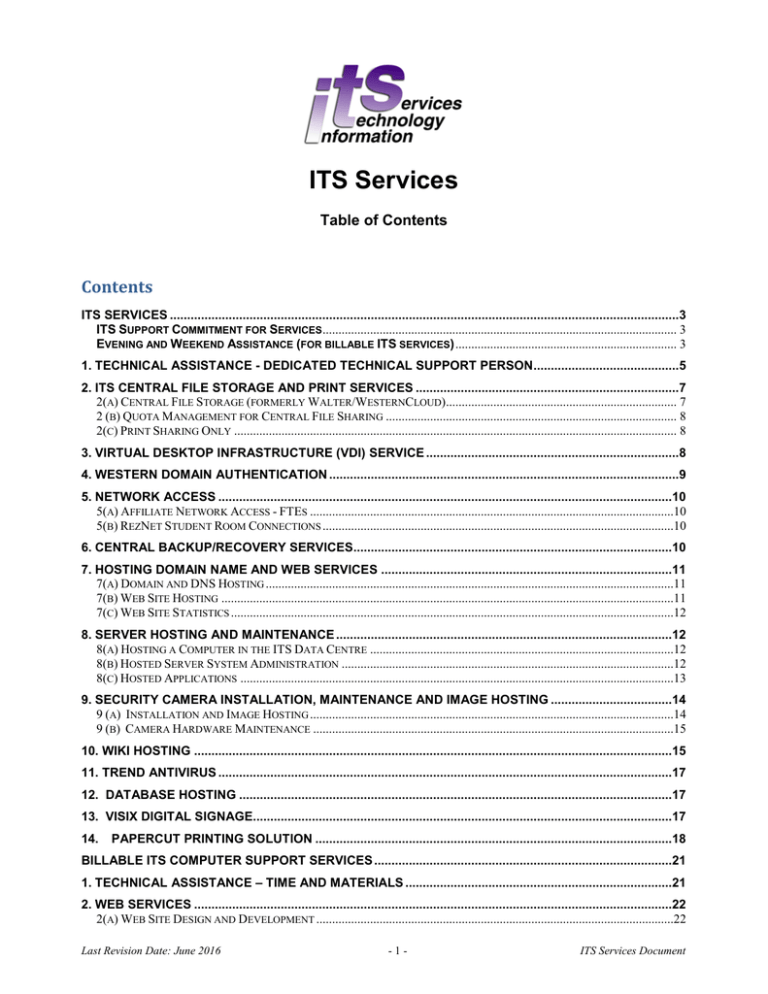 ITS Services Document
