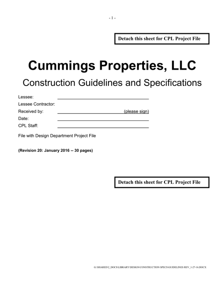 Construction Guidelines and Specifications