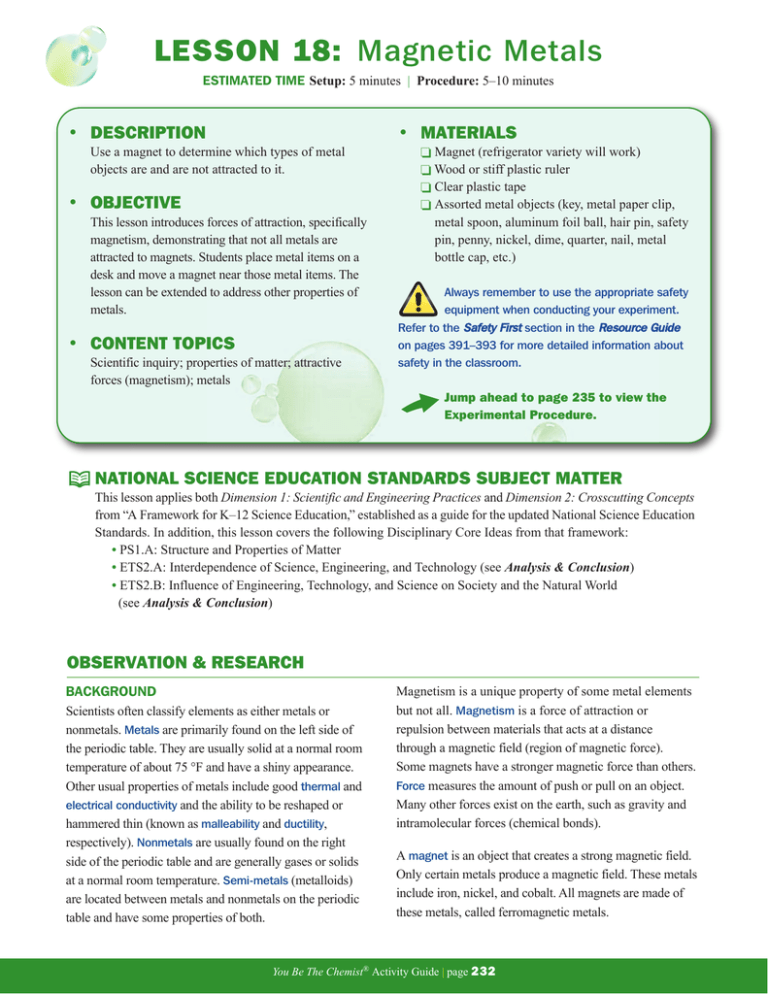 Magnetic Metals Experiment: Activity Guide for Kids