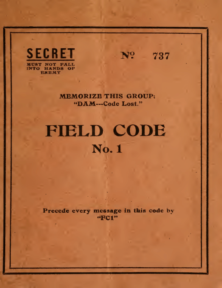 Field Code No. 1: WWI Military Codebook