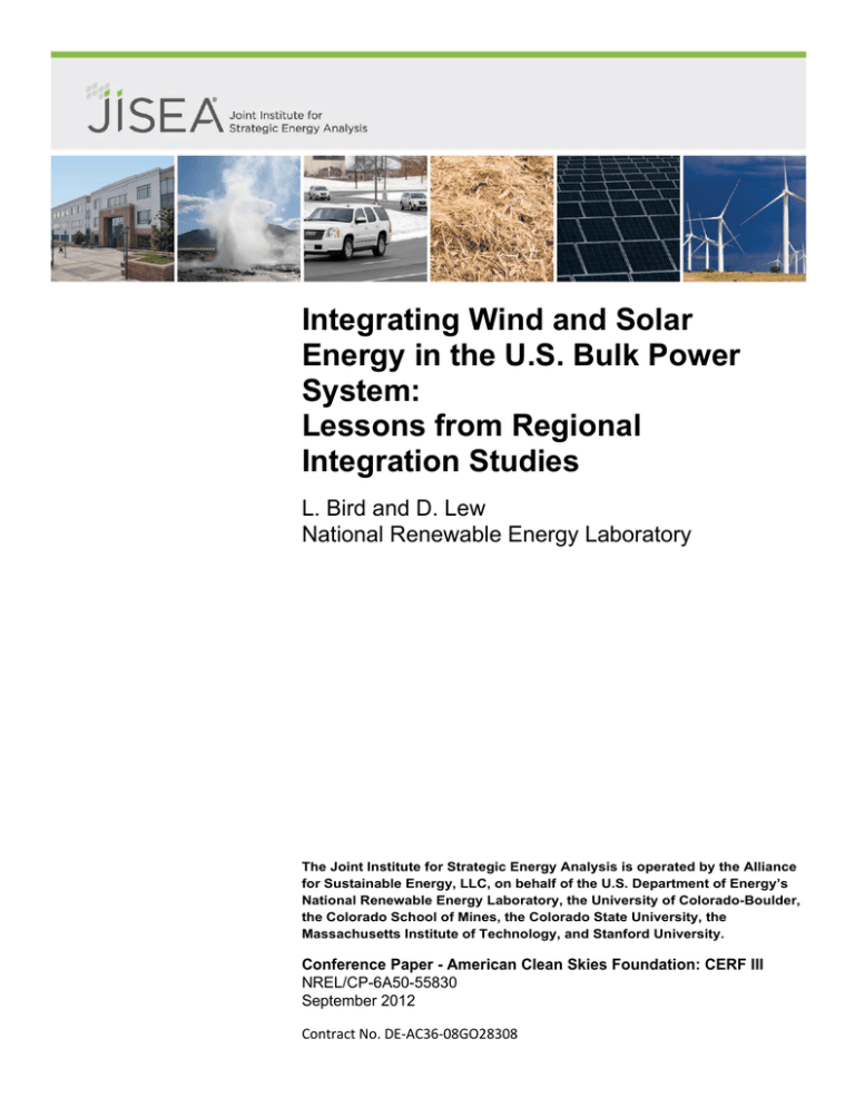 Integrating Wind and Solar Energy in the US Bulk Power