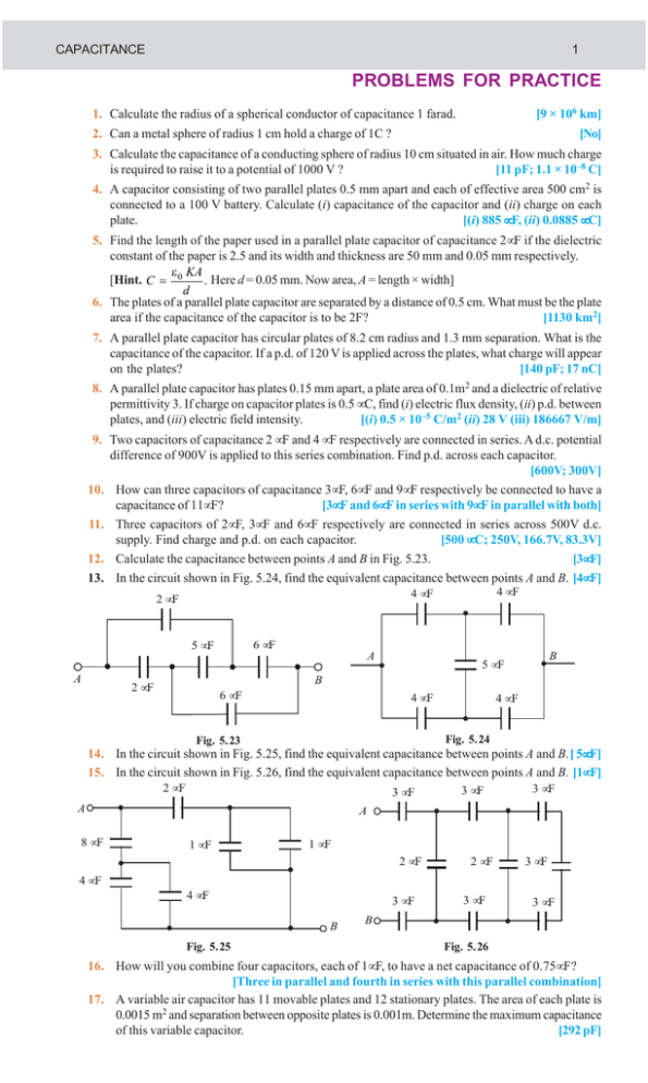 Capacitance Practice Problems: Physics