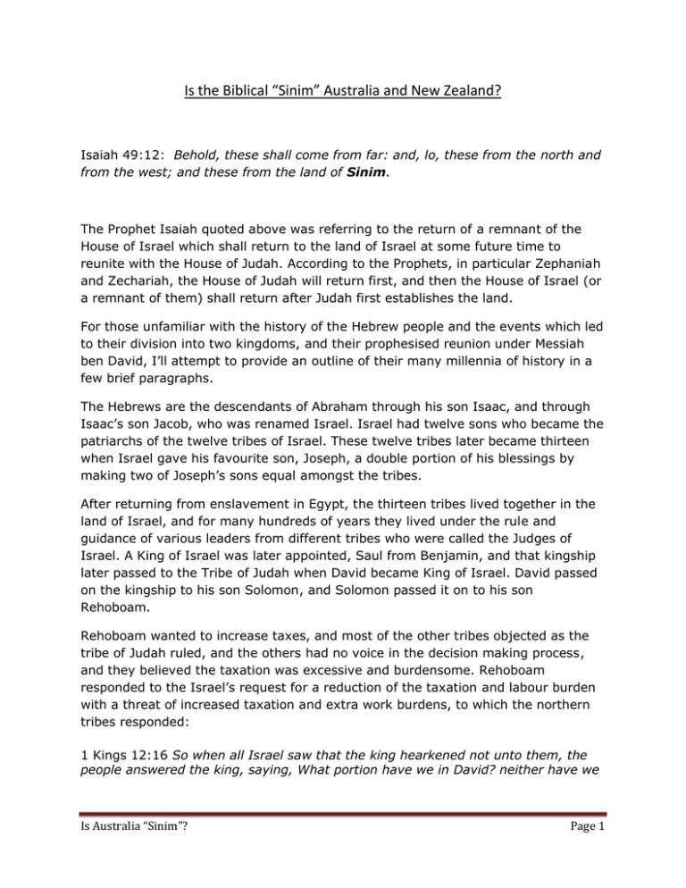 Is Australia the Biblical Sinim? Isaiah 49:12 Analysis