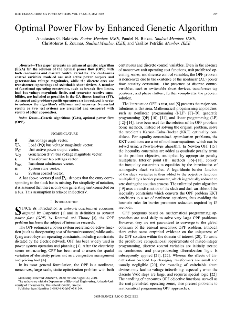Optimal Power Flow By Enhanced Genetic Algorithm 