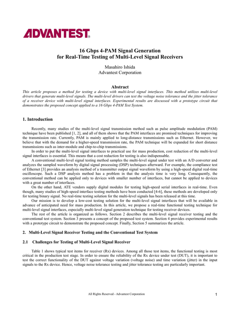 16 Gbps 4-PAM Signal Generation for Real-Time