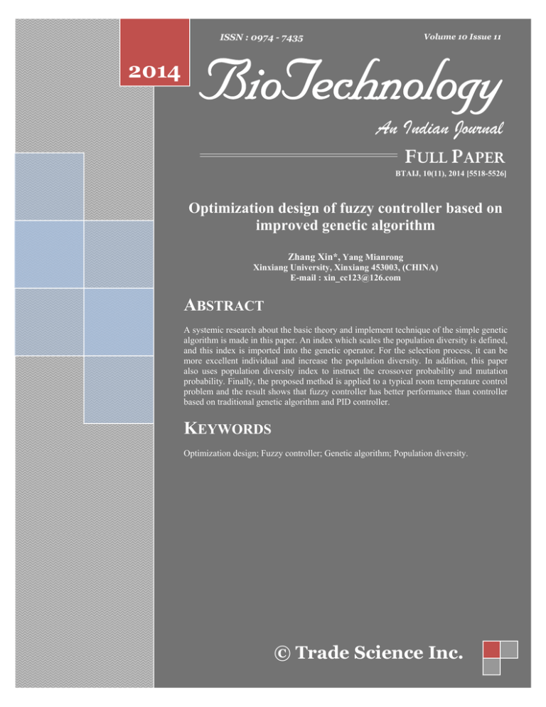 Fuzzy Controller Optimization via Improved Genetic Algorithm
