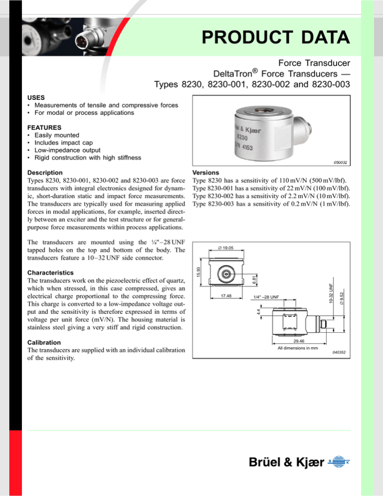 DeltaTron Force Transducers: Product Data & Specs