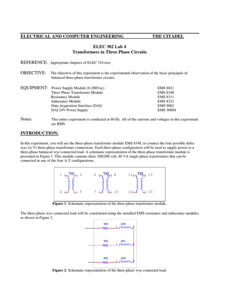 Three-Phase Transformer Lab: ELEC 302 Experiment