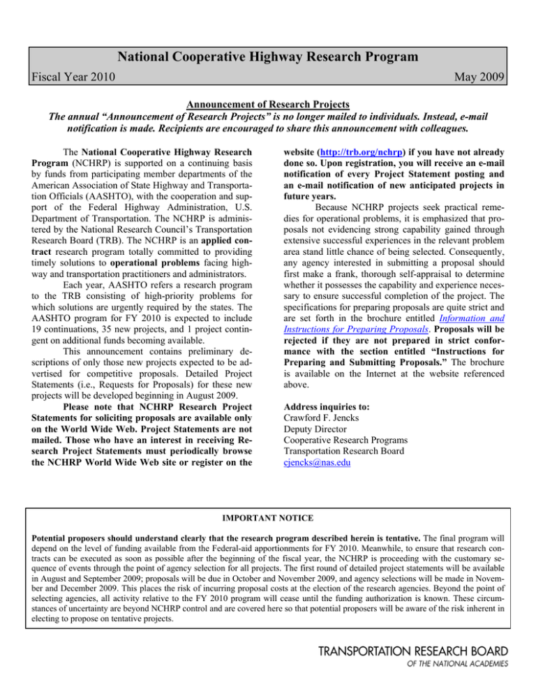 National Cooperative Highway Research Program