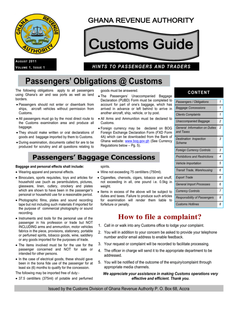 Customs Guide - Ghana Revenue Authority
