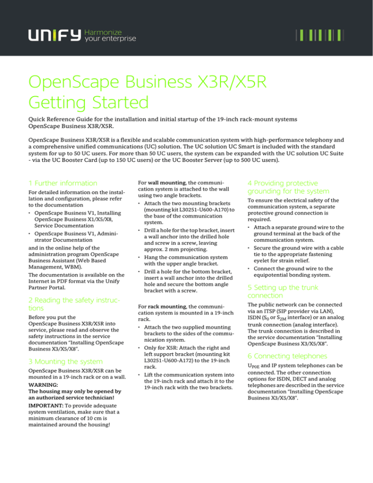 OpenScape Business X3R/X5R Quick Start Guide