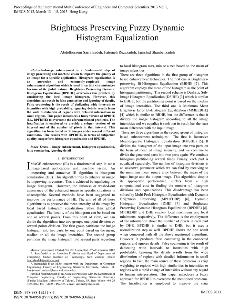 Brightness Preserving Fuzzy Dynamic Histogram Equalization