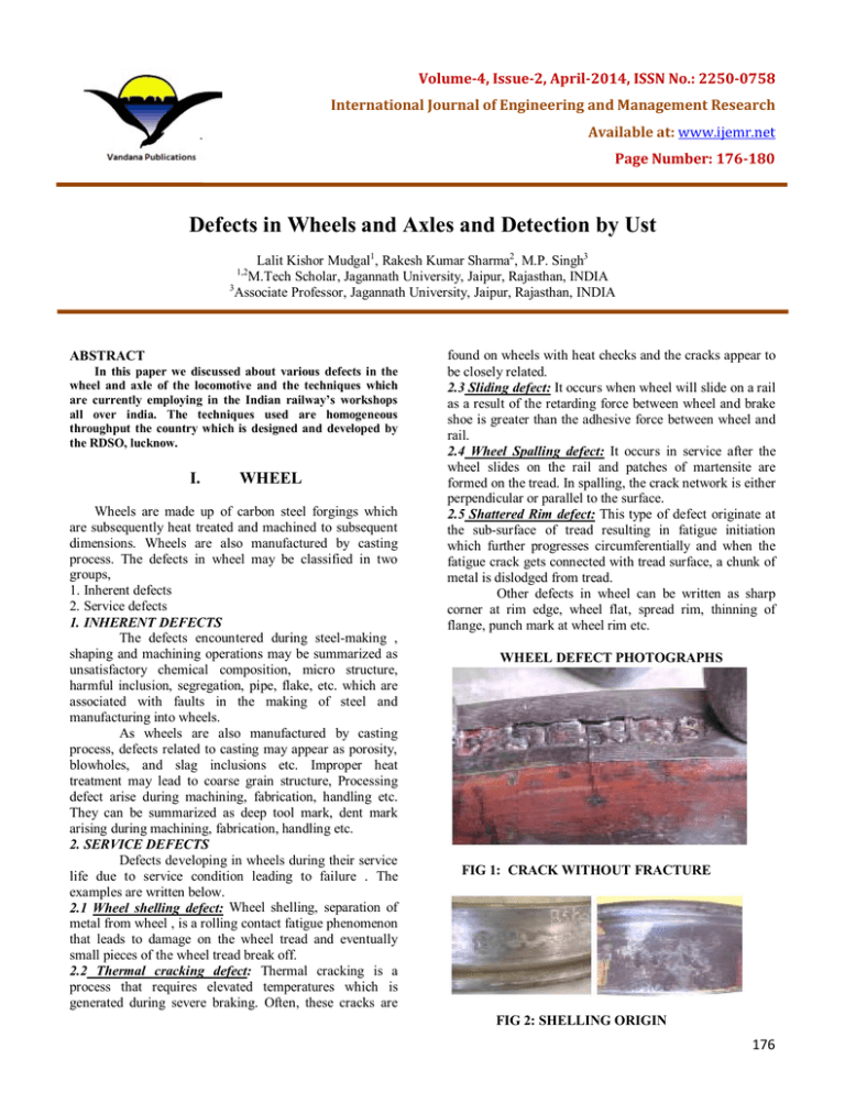 Defects in Wheels and Axles and Detection by Ust