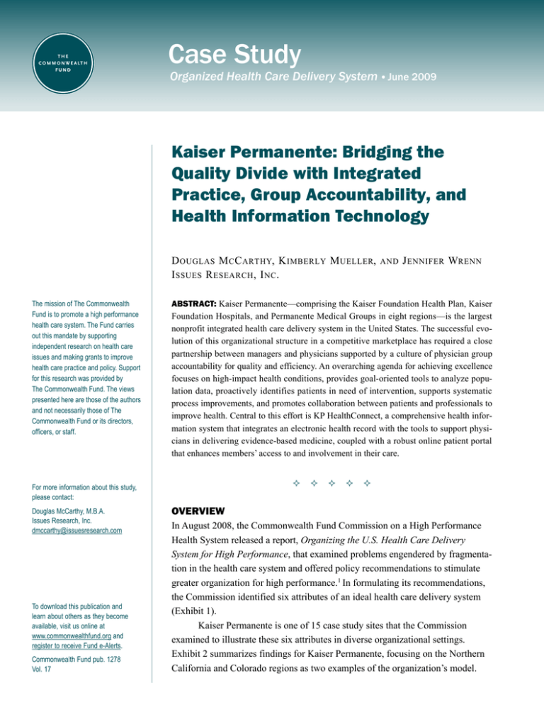 Kaiser Permanente: Integrated Care Case Study