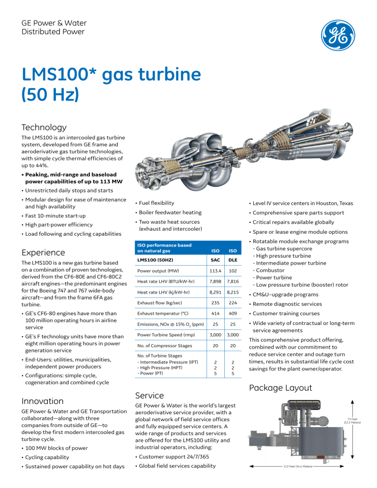 GE LMS100 Gas Turbine: Specs, Performance & Service