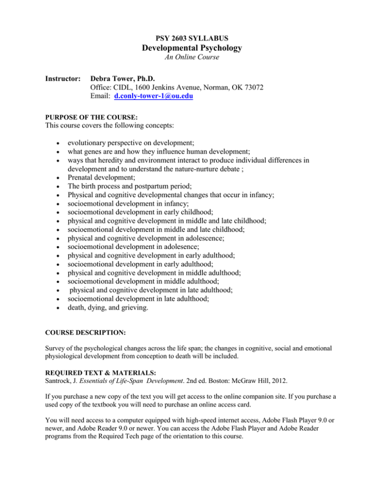 Developmental Psychology Syllabus - PSY 2603