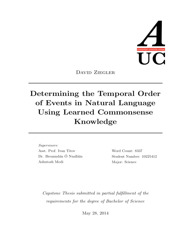 Determining the Temporal Order of Events in Natural Language