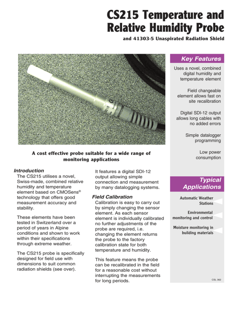 CS215 Temp & Humidity Probe Datasheet | Campbell Scientific