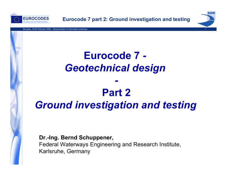 Eurocode 7 Part 2 Ground Investigation And Testing