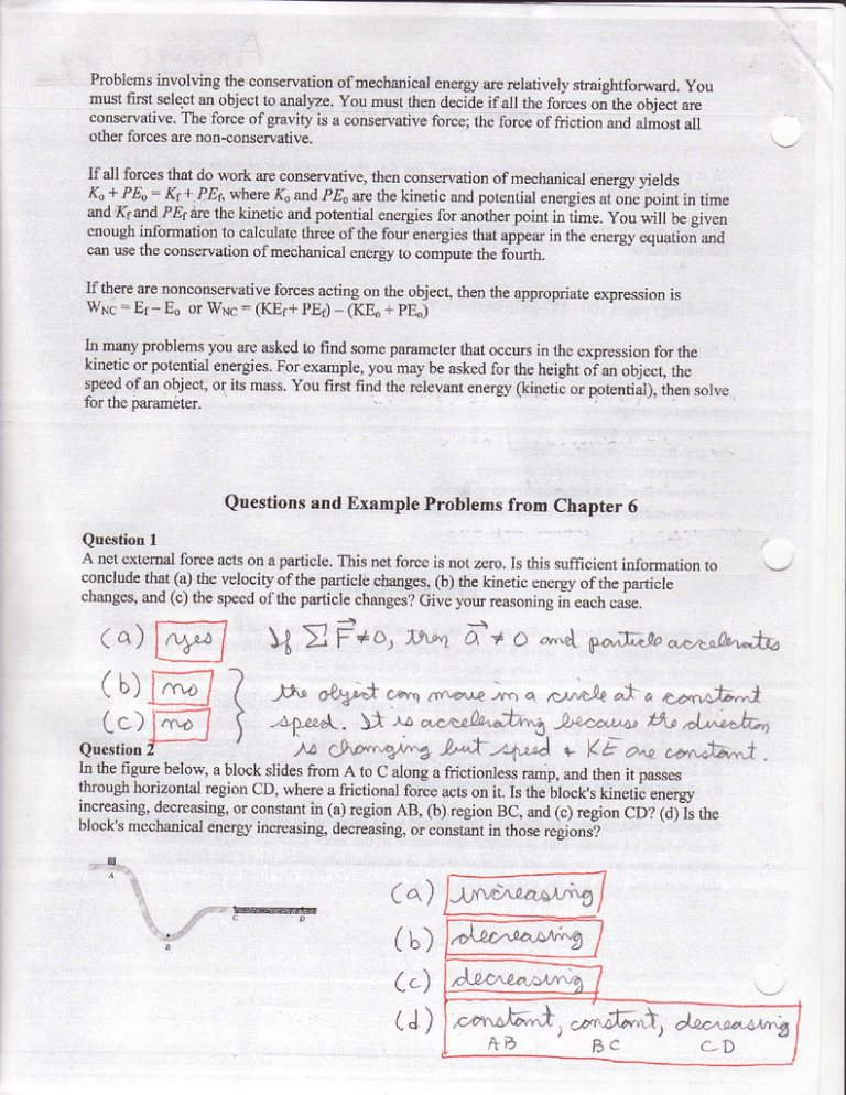 Physics Exam Questions: Mechanical Energy Conservation