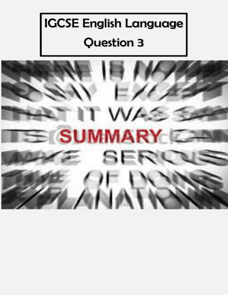 IGCSE English Language Question 3