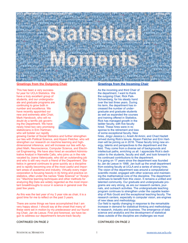 UCLA Statistics Newsletter: Department Updates & Student News