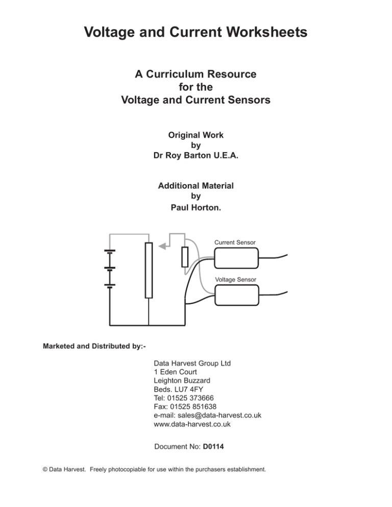 Voltage and Current Worksheets