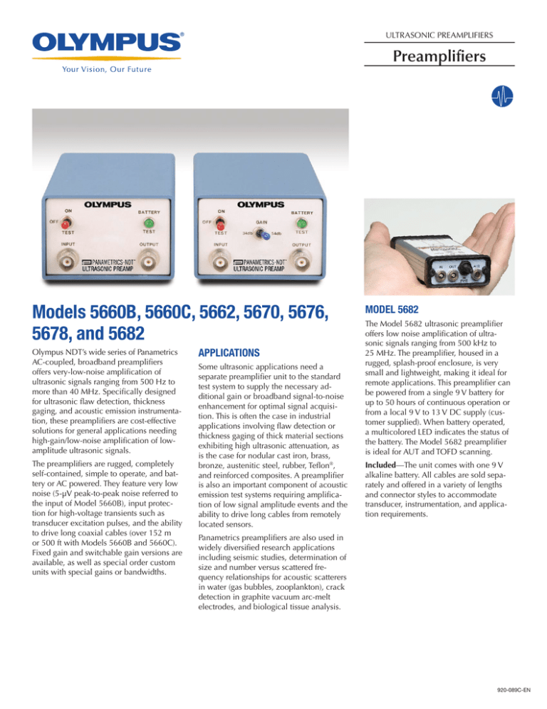 Ultrasonic Preamplifiers: Models & Specs | Olympus NDT