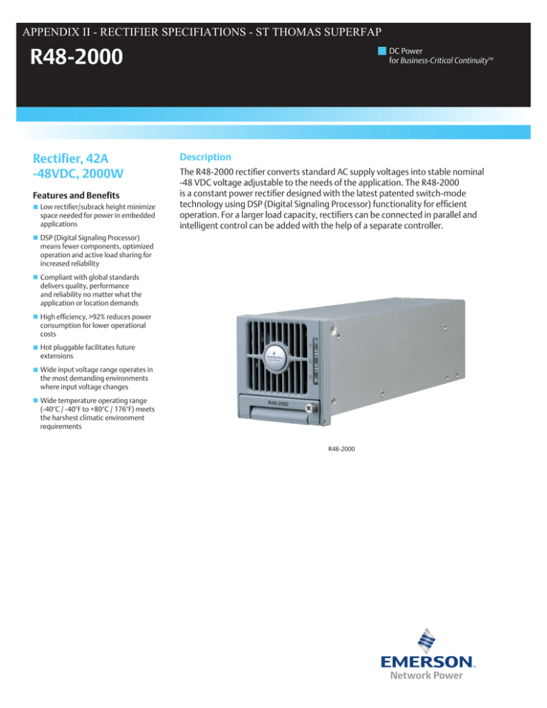 Appendix I - STT-01 Rectifier Specifications