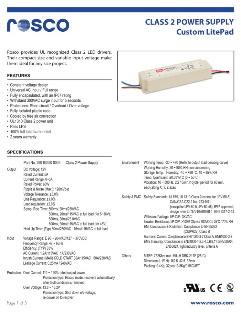 CLASS 2 POWER SUPPLY Custom LitePad