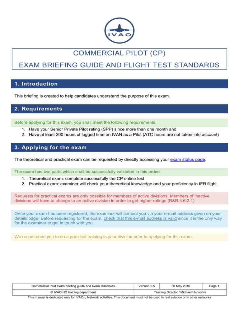 IVAO Commercial Pilot Exam Guide & Flight Test Standards