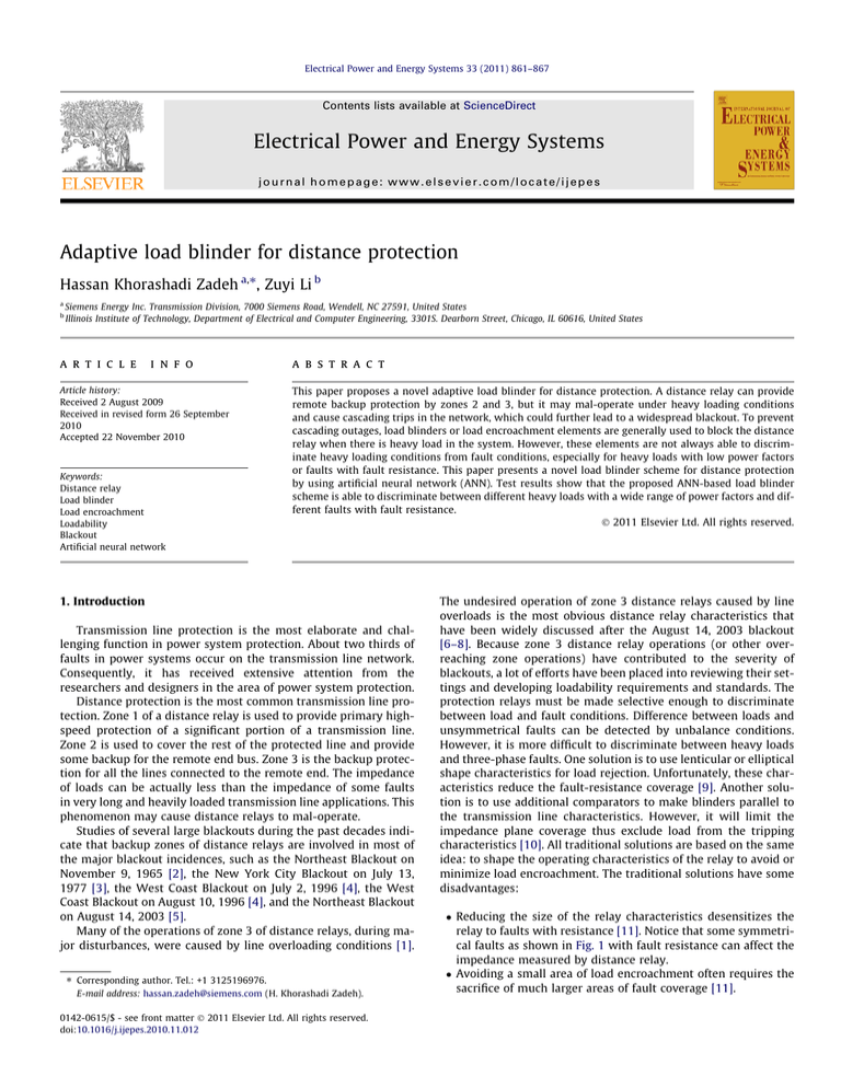 Adaptive Load Blinder For Distance Protection