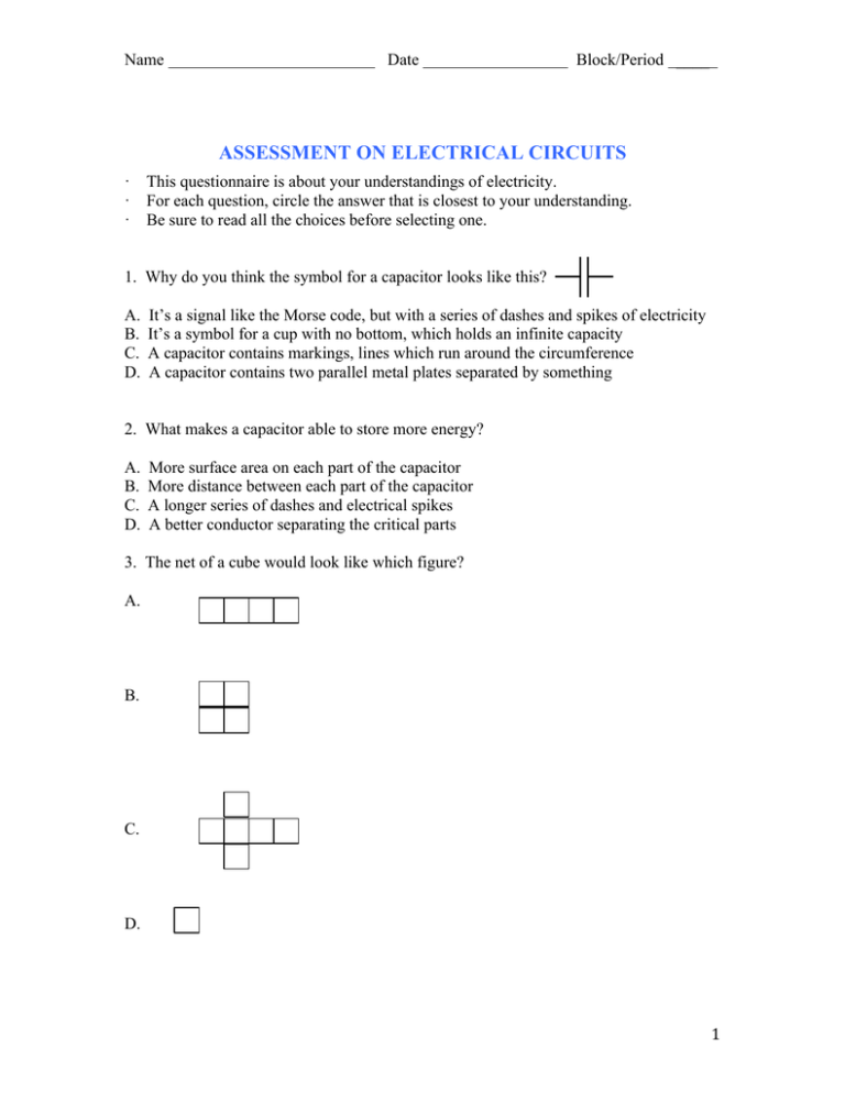 assessment on electrical circuits